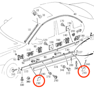Mercedes W140 Jack Point Hole Cover Clip Trim SET (4 pieces A1406980330 ...