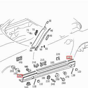 Mercedes R170 SLK Piping Rubber Seal Fender Sill Panel Set Of 4 Black ...