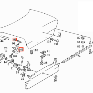W124 A124 C124 Trunk Stop Rubber Boot Set 4pcs 1247580044 / 1247580144