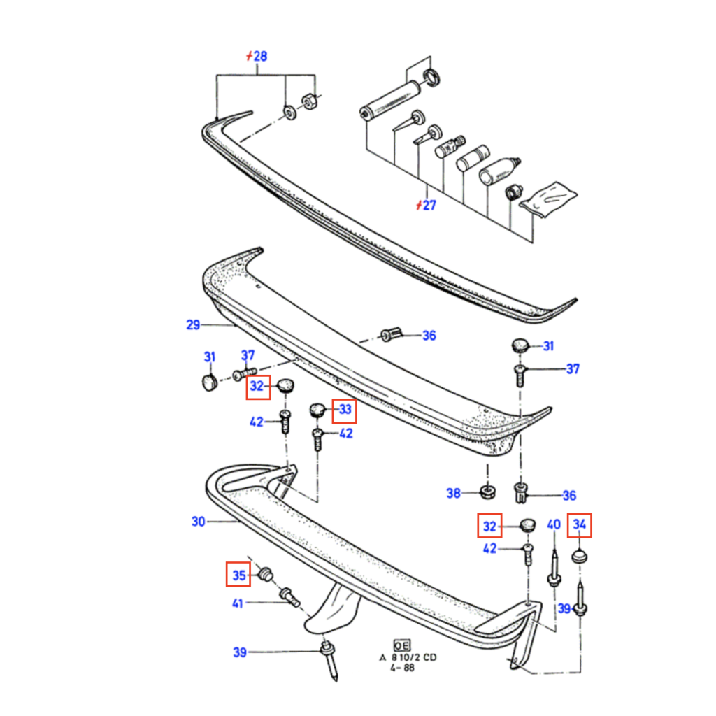 Ford Sierra RS Cosworth 3 Door RS500 Boot Spoiler Caps Full Set Primed