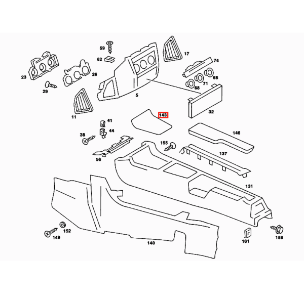 Mercedes W201 Control Panel Bracket Black A2016830200