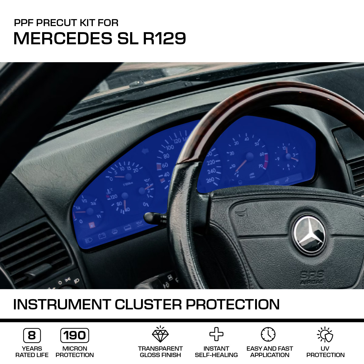 Mercedes R129 SL - PPF Paint Protection Film Precut - Instrument ...