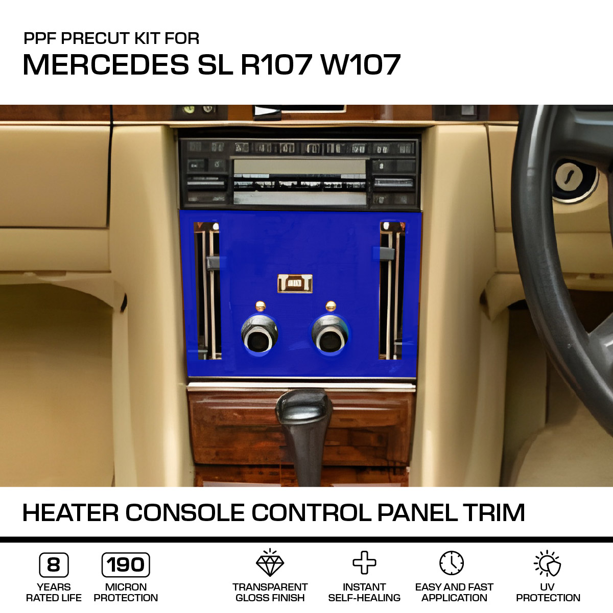 Mercedes SL R107 W107 Heater Console Control Panel Trim - PPF Paint ...