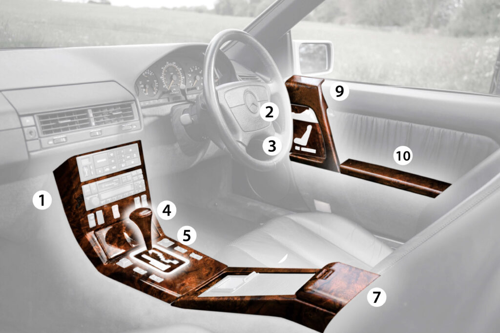 Mercedes SL R129 Pre Lift Wooden Decor Trim Premium Set 15 Elements